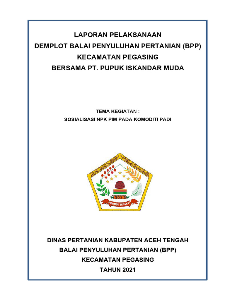 LAPORAN PELAKSANAAN DEMPLOT BPP | PDF LAPORAN PELAKSANAAN DEMPLOT BPP | PDF