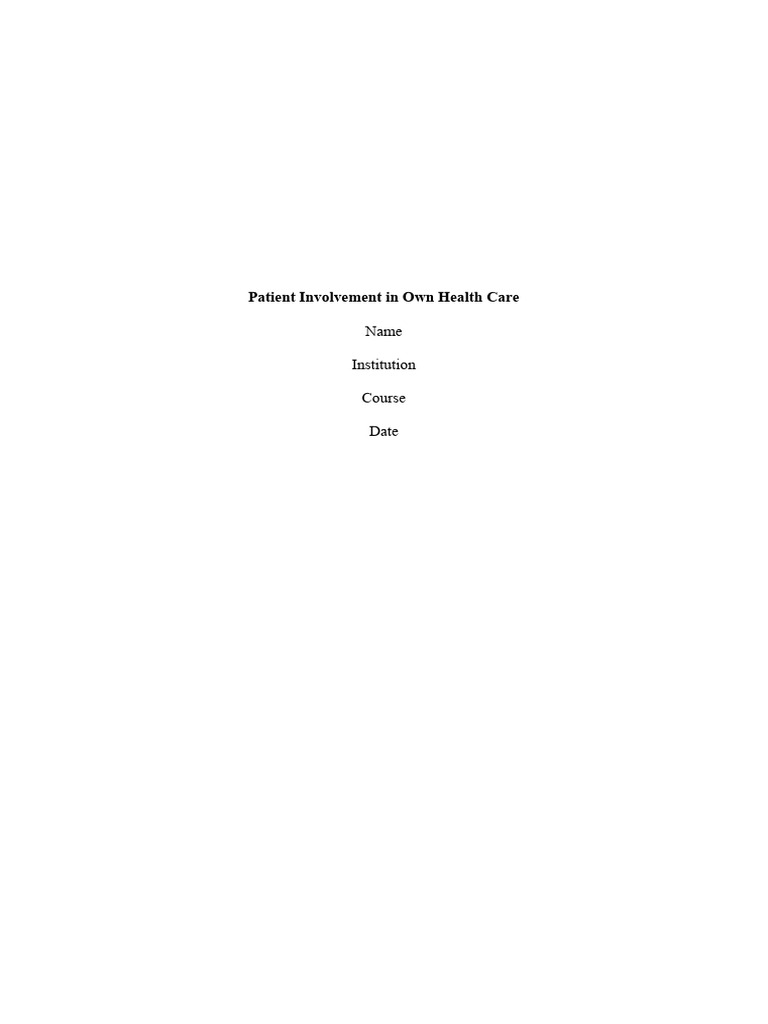 Patient Involvement in Own Health Care | PDF