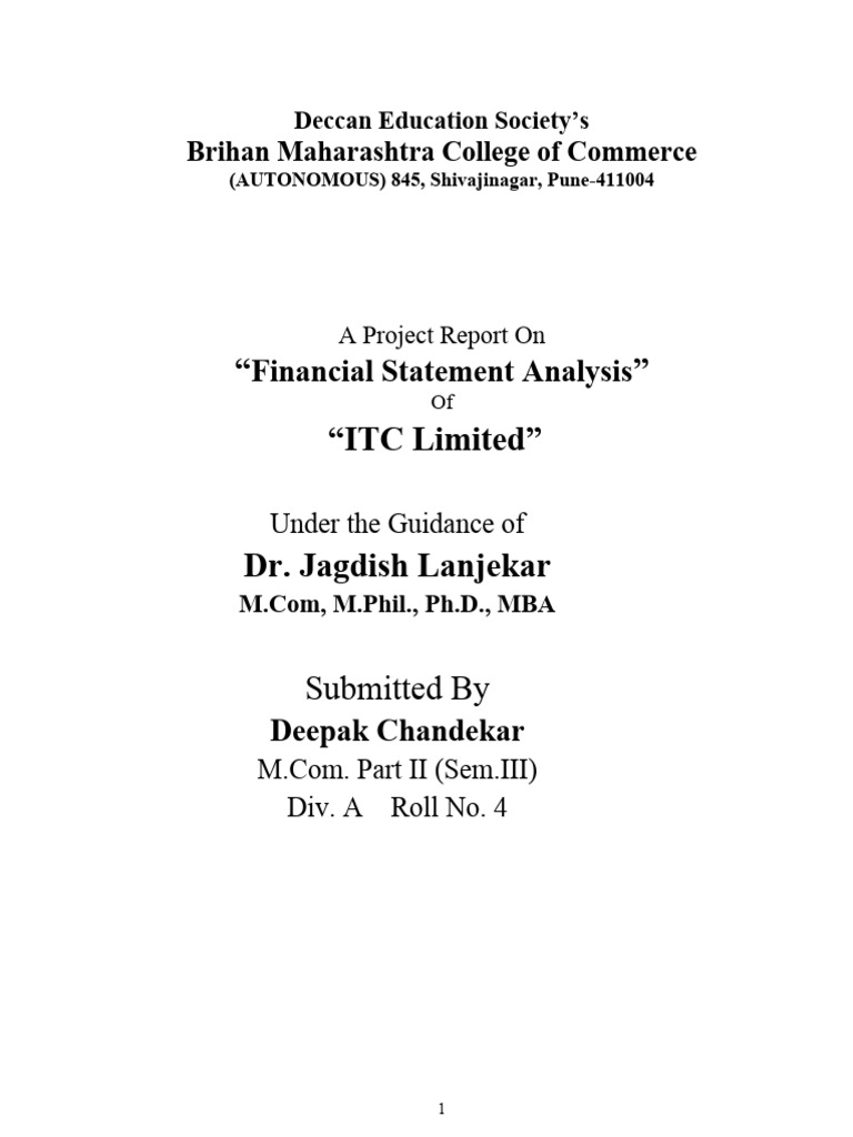 Itc Financial Analysis Pdf Price Earnings Ratio Dividend