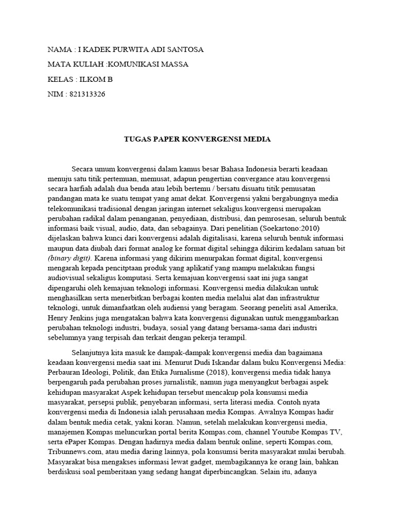 Tugas Komunikasi Massa Pdf 