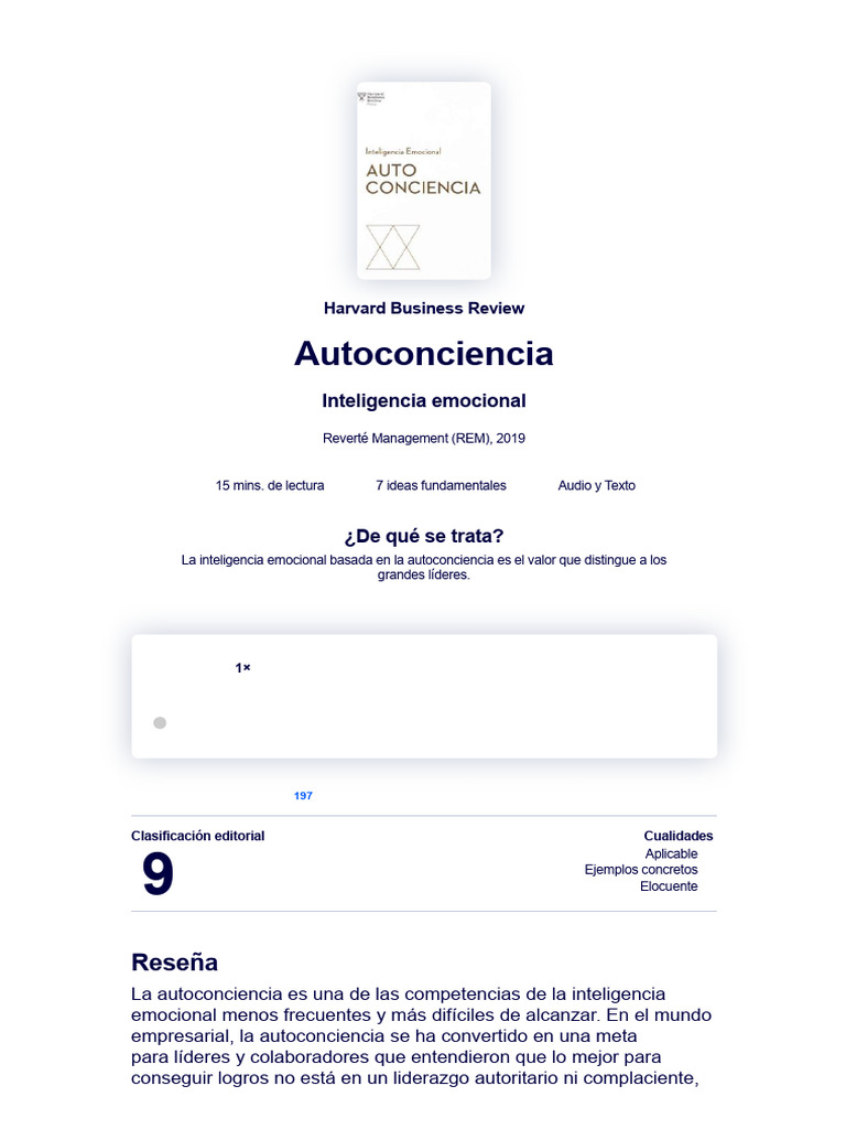 Autoconciencia Resumen Gratuito - Harvard Business Review | Descargar ...