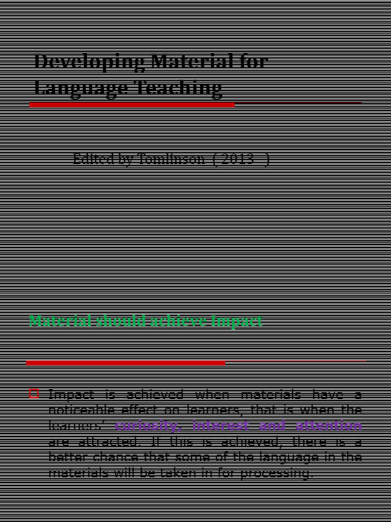 Developing Material For Language Teaching: Edited by Tomlinson (2013) | Download Free PDF ...