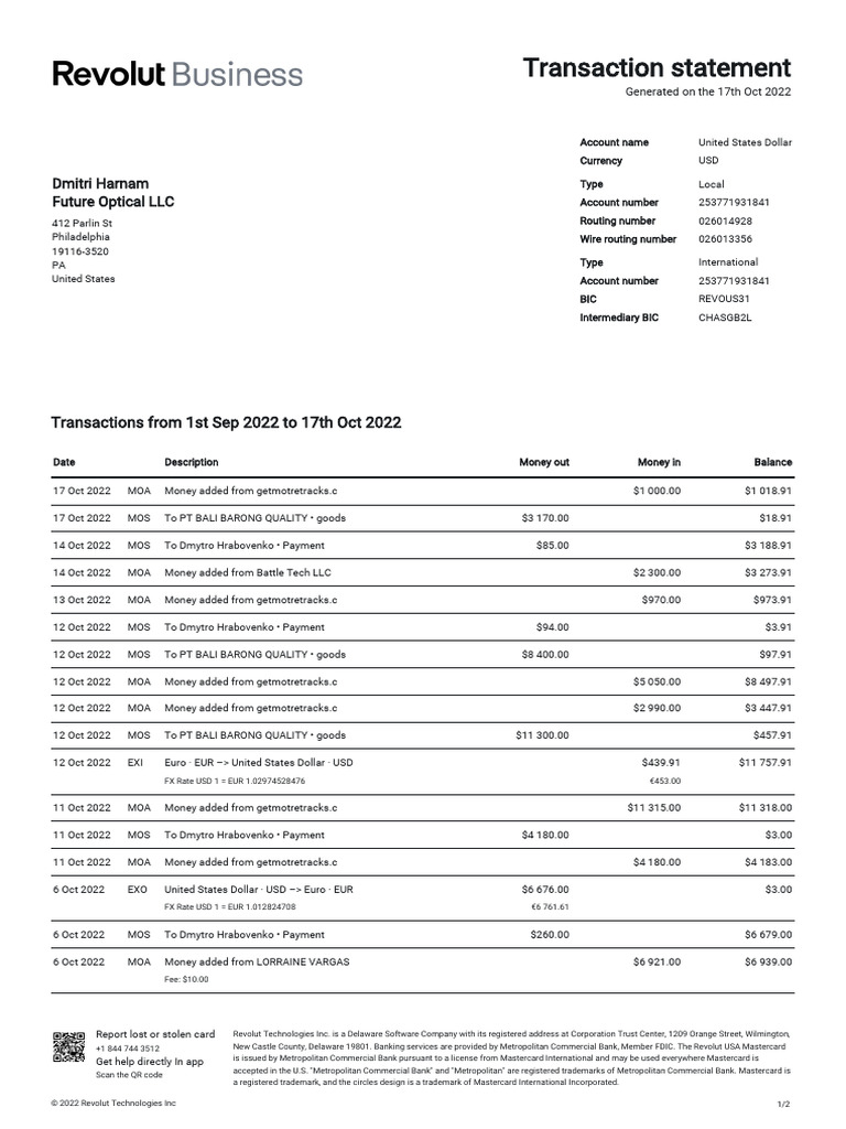 Transaction Statement 01 Sep 2022 17 Oct 2022 | PDF | Master Card ...