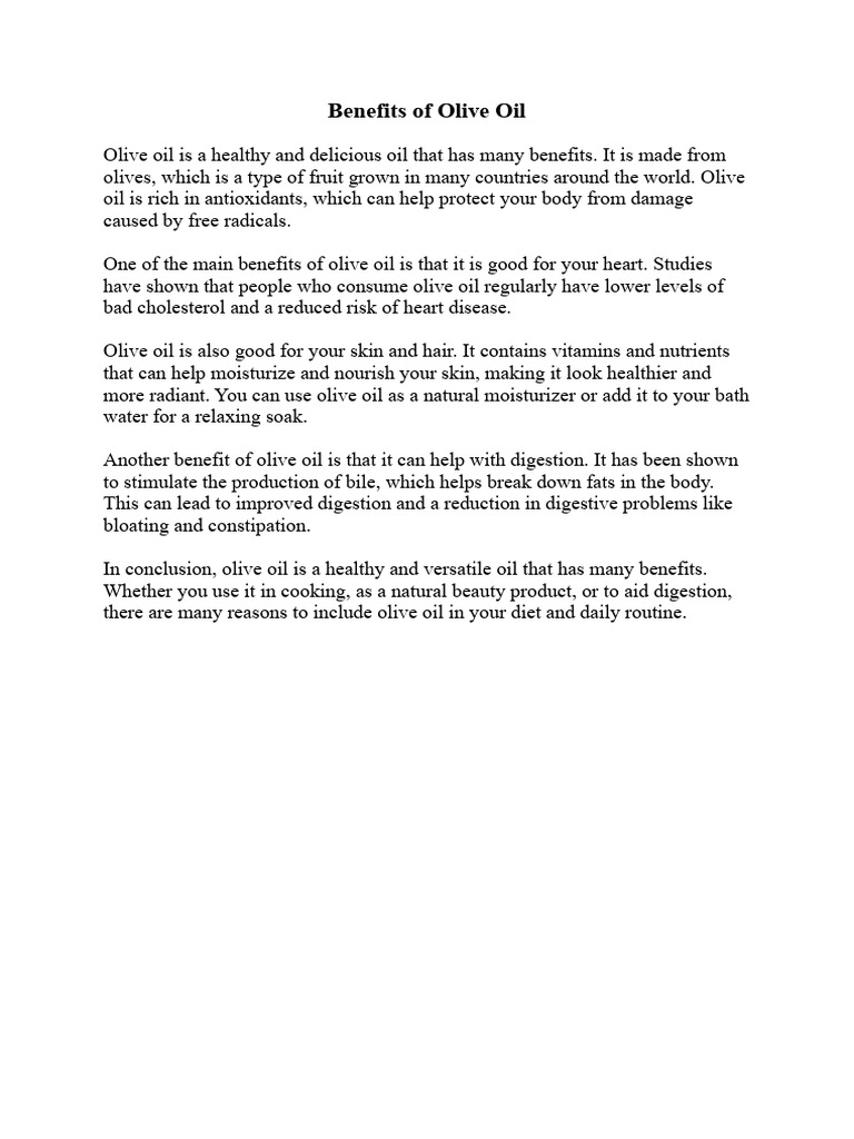 Benefits of Olive Oil | PDF