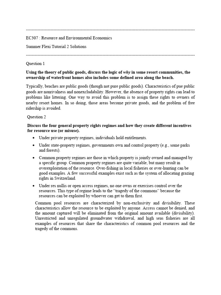 EC 307 Summer Flexi Tutorial 2 - Solutions | PDF | Demand | Economic ...