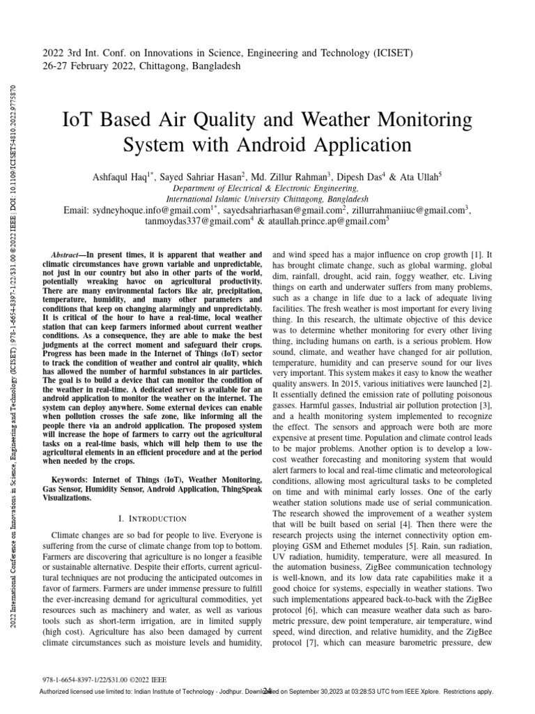 IoT Based Air Quality and Weather Monitoring System With Android ... IoT Based Air Quality and Weather Monitoring System With Android ...