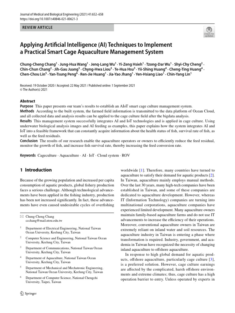 Applying Artificial Intelligence (AI) Techniques To Implement A Practical Smart Cage Aquaculture ...