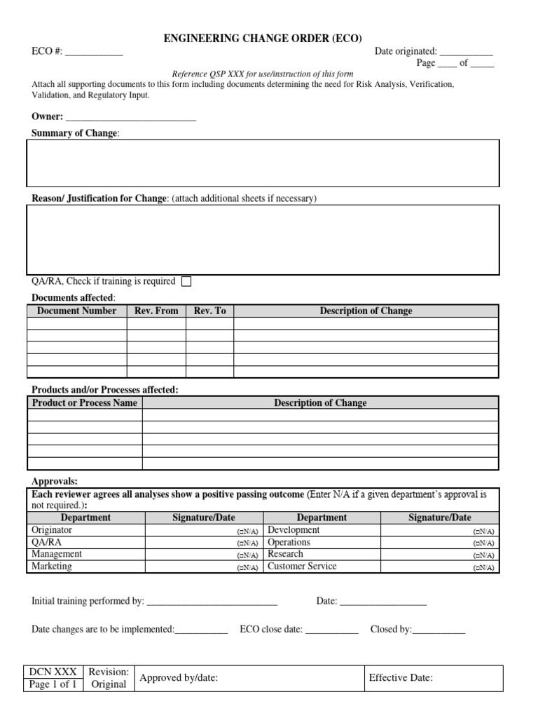 Engineering Change Order Form | PDF