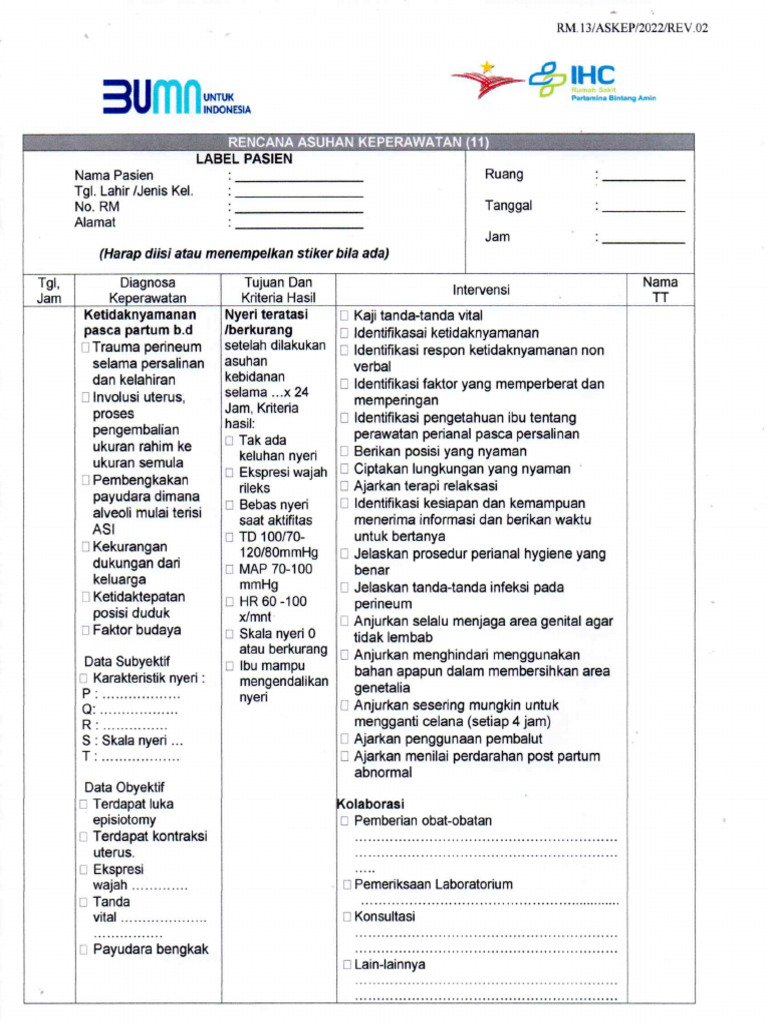 Ketidaknyamanan Pasca Partum | PDF