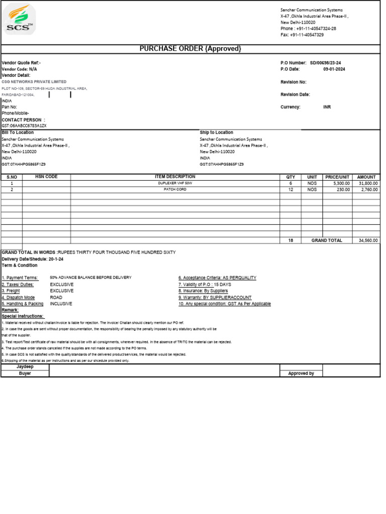 CSG Po | PDF | Invoice | Economies