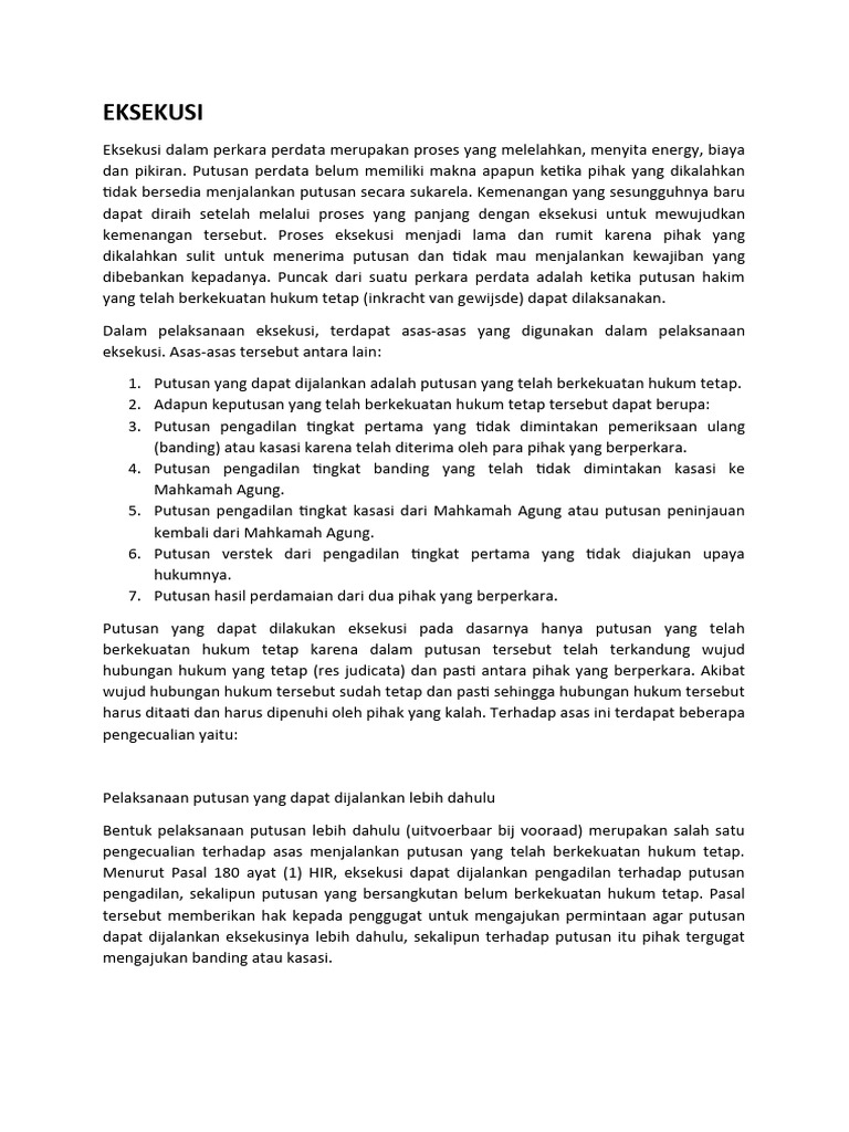 EKSEKUSI Perdata | PDF