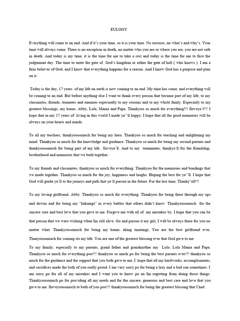 DIONEDA JAMES MyEulogy 01242024 | PDF