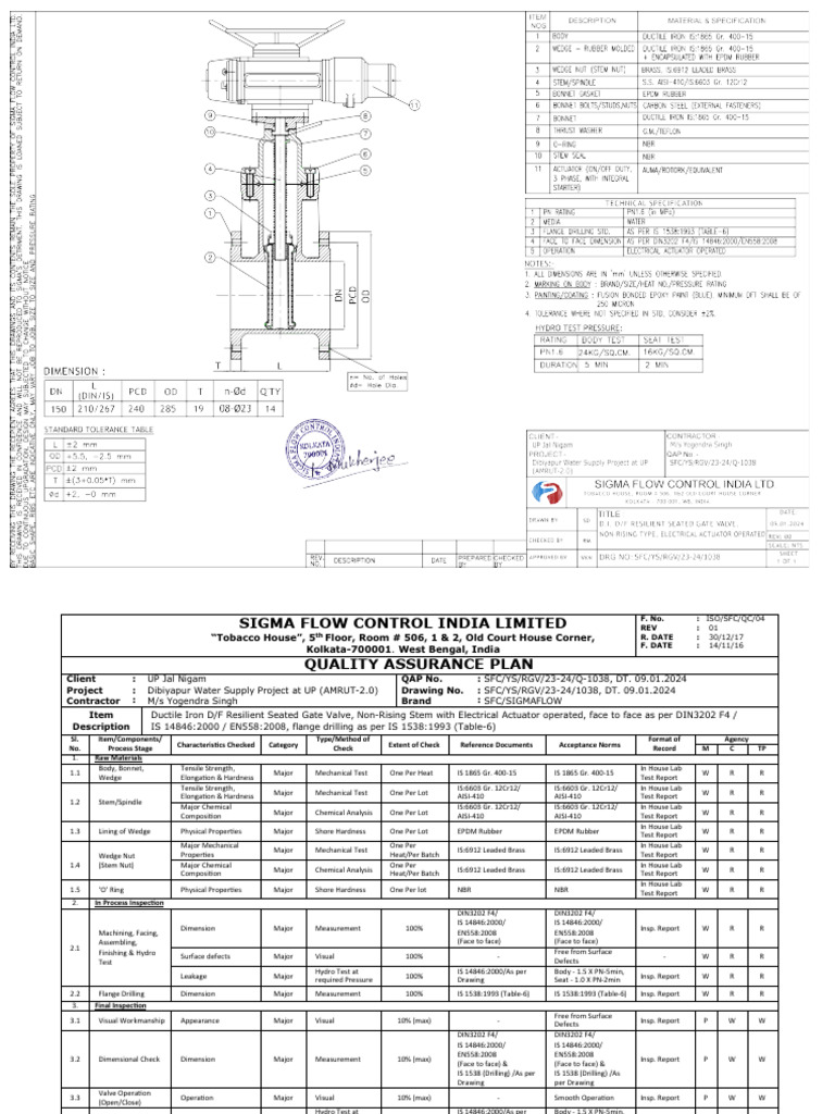 GAD+QAP of Valves - Yogendra Singh (Bidiyapur-UPJN) - Dt. 090124 | PDF | Valve | Hardness