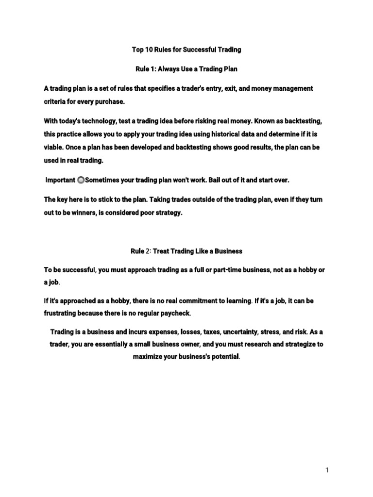 Top 10 Rules Trading | PDF Top 10 Rules Trading | PDF