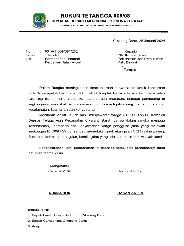 Proposal-Aspal-2024 RT. 009 | PDF