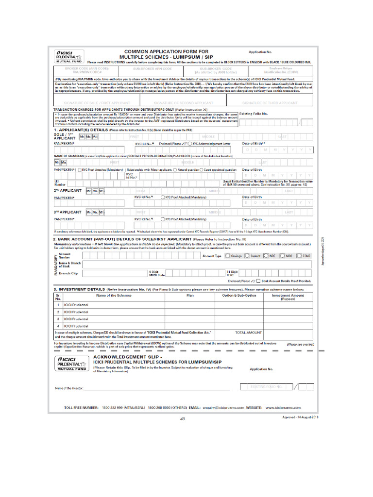 Icici Common Application Form-Sip Form | PDF