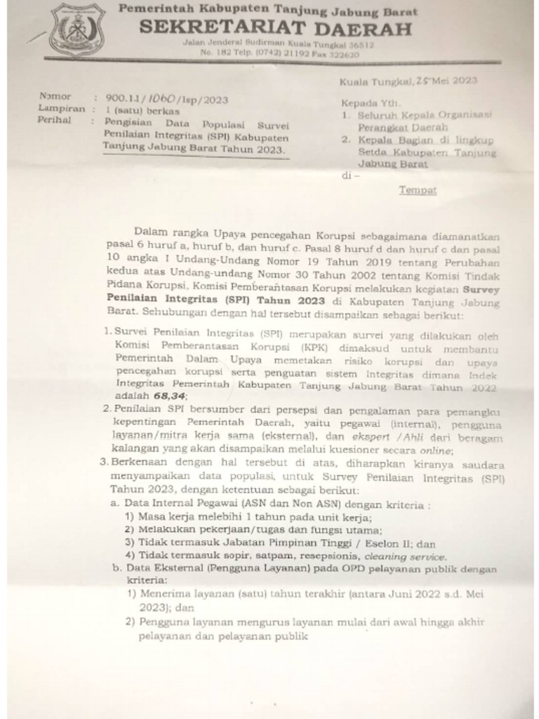 Surat Inspektorat (SPI 2023) | PDF