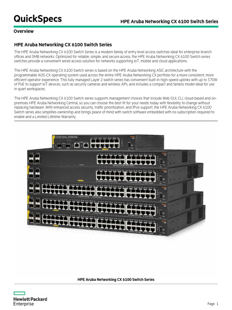 HPE Aruba Networking CX 6100 Switch Series-A00021859enw | PDF | I Pv6 ...
