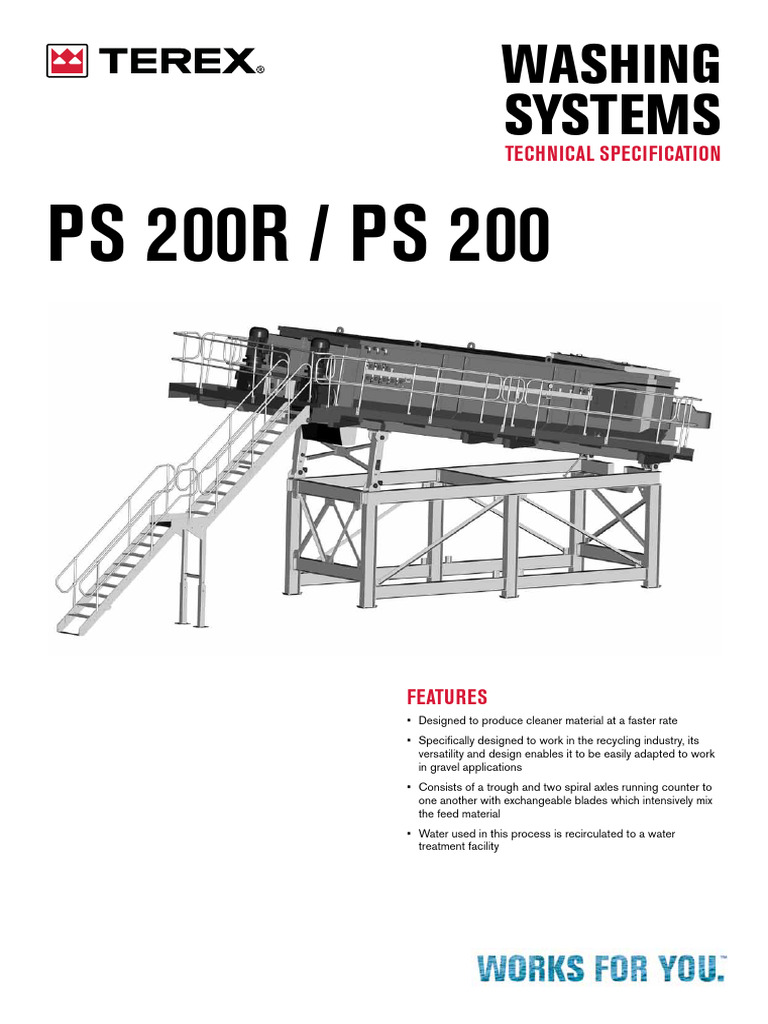 PS 200R/PS 200 Washing Systems Specs | PDF | Water | Bearing (Mechanical)