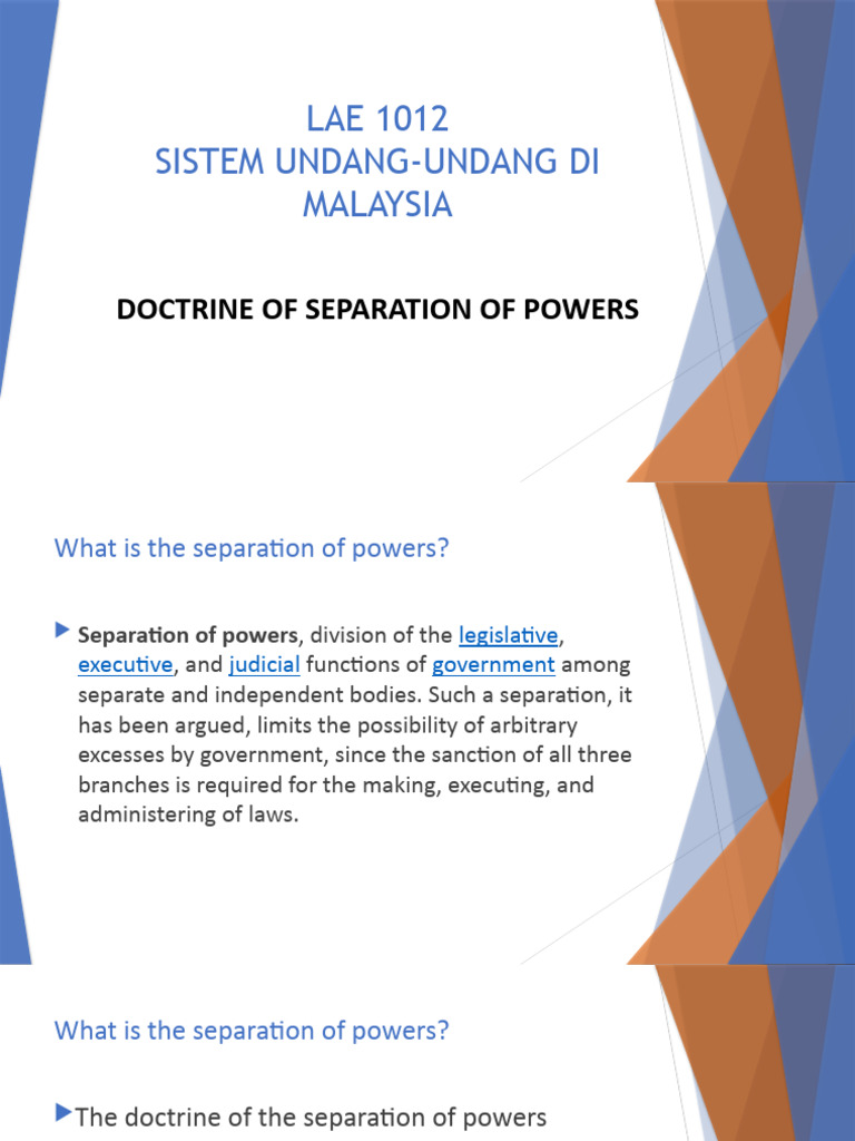 Lae 1012separation of Powers (For Lecture) | PDF | Separation Of Powers | Legislature