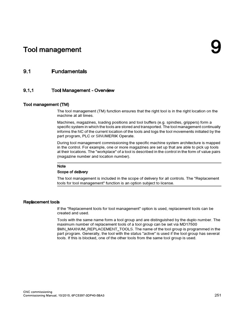 828D - Toolmanagement Commissioning | PDF | Numerical Control | Computing