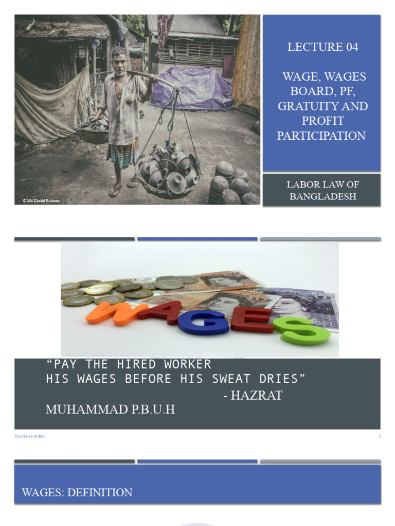 Lecture 04 - Wage, Wages Board, PF, Gratuity and Profit Participation ...