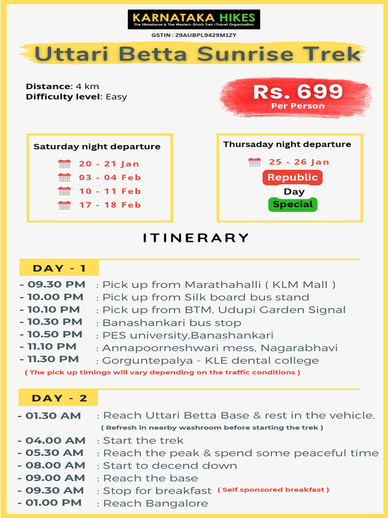 KH - Uttari betta sunrise Trek | PDF