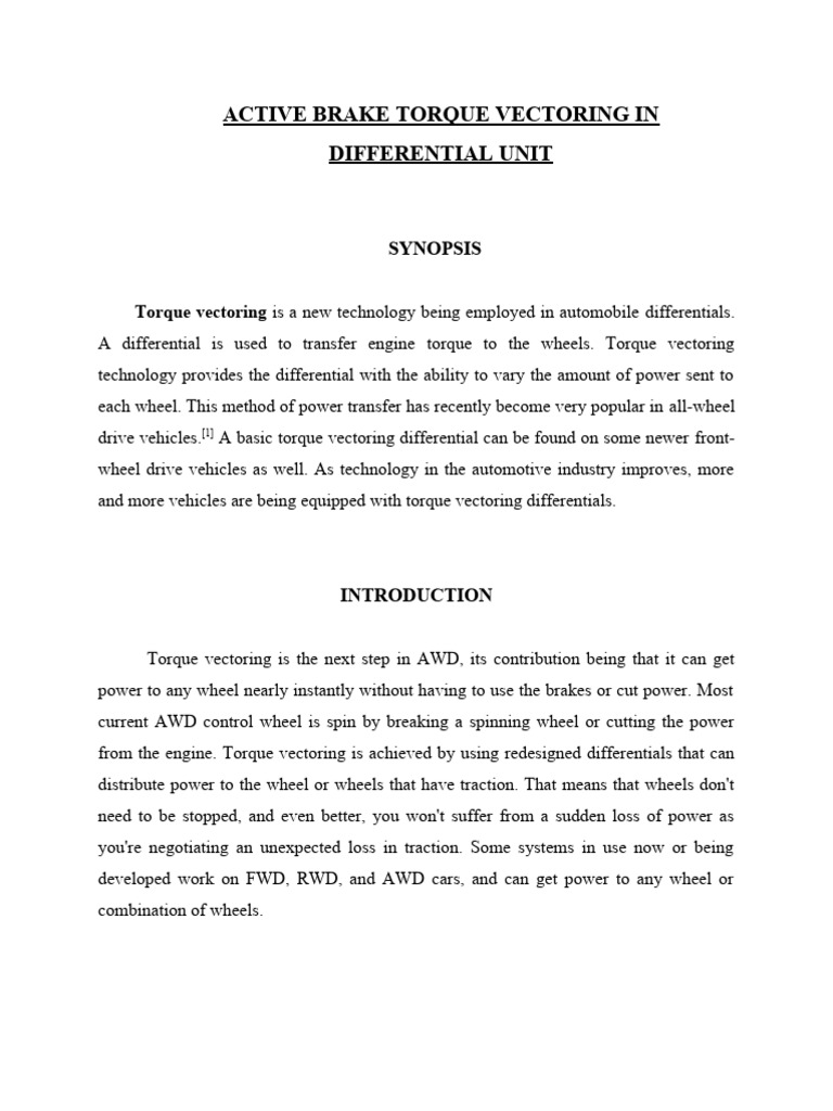 Active Brake Torque Vectoring in Differential Unit | PDF | Mechanical ...