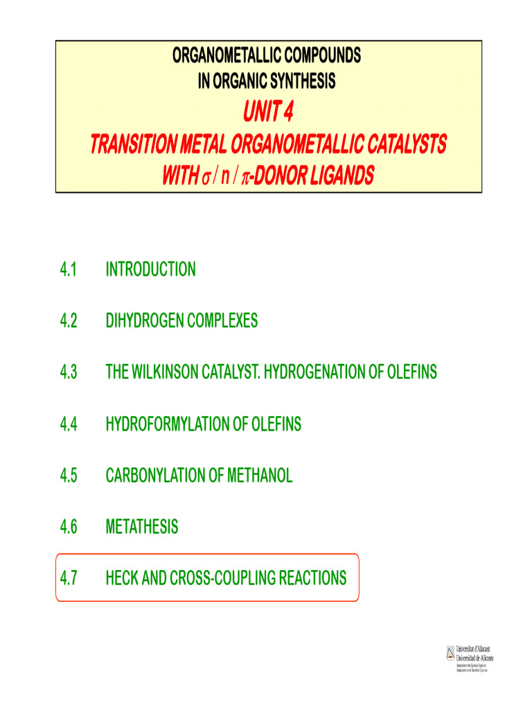Unit 4.2 HANDOUTS | PDF | Organometallic Chemistry | Chemical Reactions