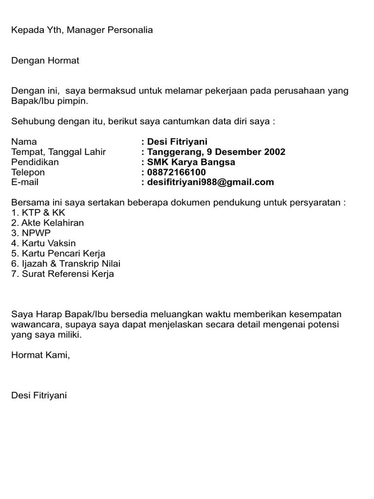 CV Desi Fitriyani | PDF | Karier & Perkembangan