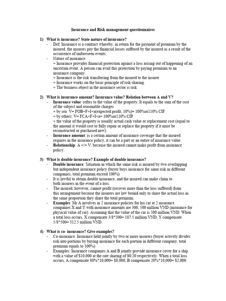 Vấn đáp Bảo hiểm CLC | PDF | Insurance | Reinsurance