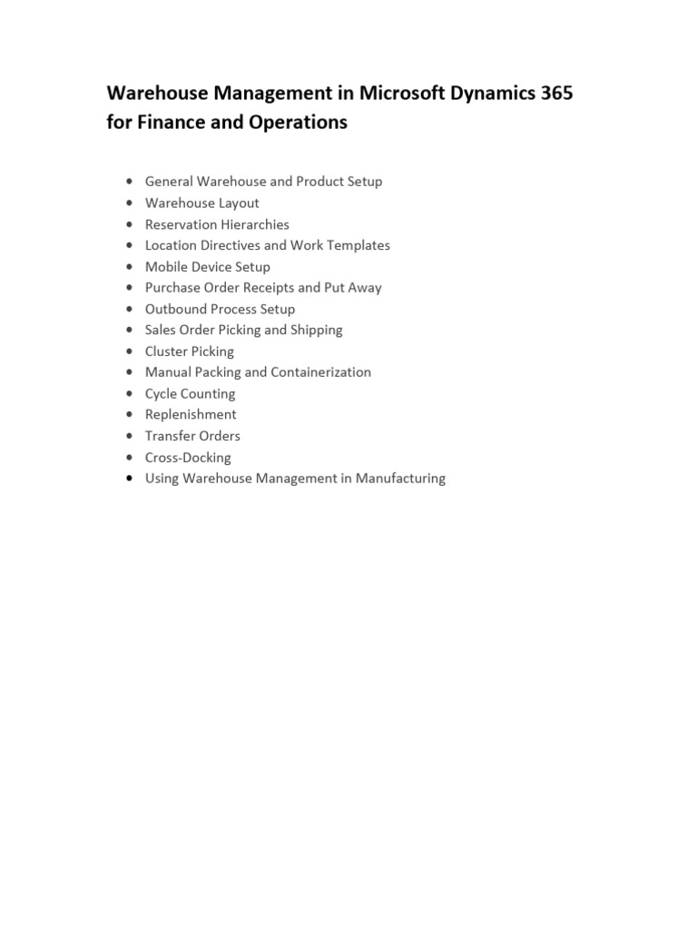 Microsoft Dynamics 365 Warehouse Management Guide | PDF | Computers