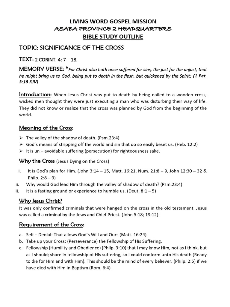 Significance of the Cross Outline | PDF