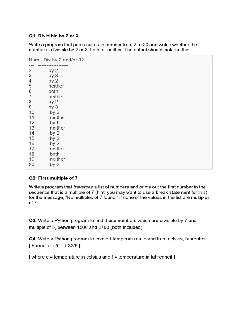 Python Programs for Number Divisibility | PDF