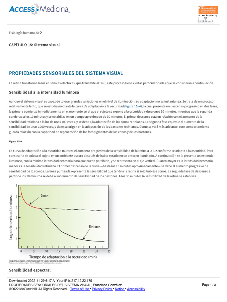 Propiedades Sensoriales Del Sistema Visual | PDF