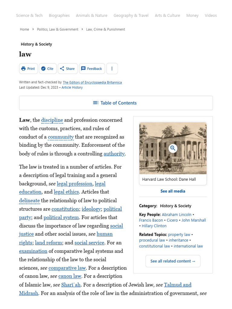 Law - Definition, Systems, Institutions, & Fields - Britannica | PDF ...