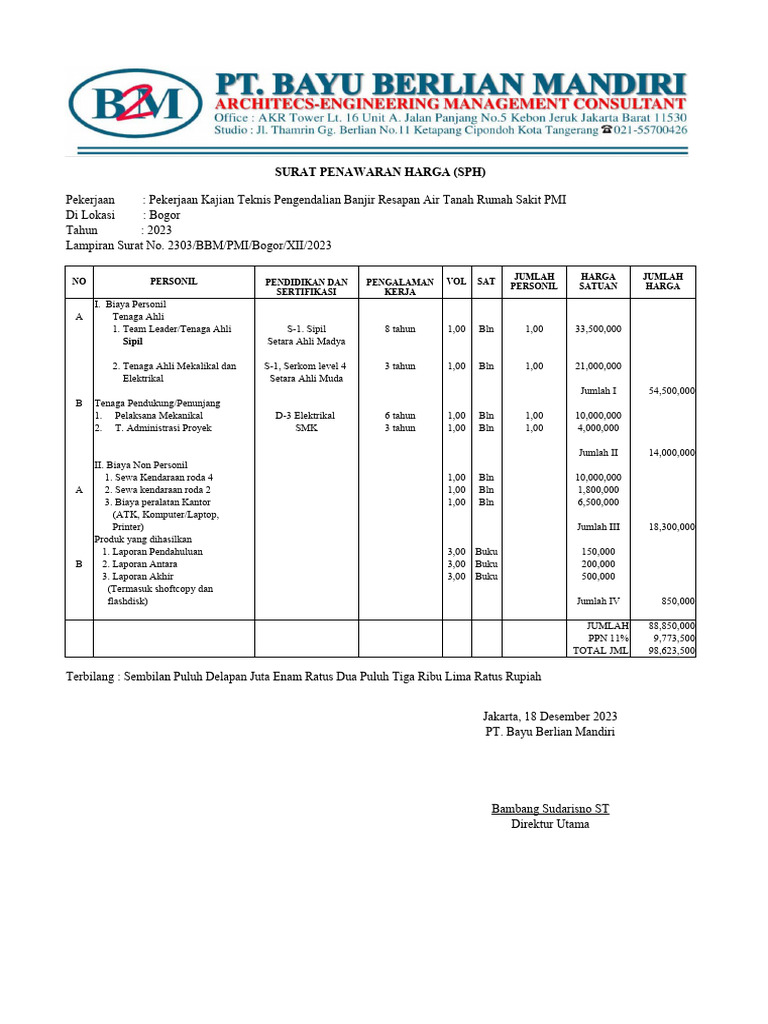 Surat Penawaran Harga (SPH) | PDF