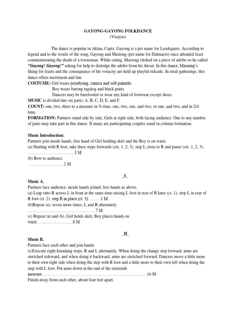 Gayong-Gayong Folkdance Literature | PDF | Dances | Foot