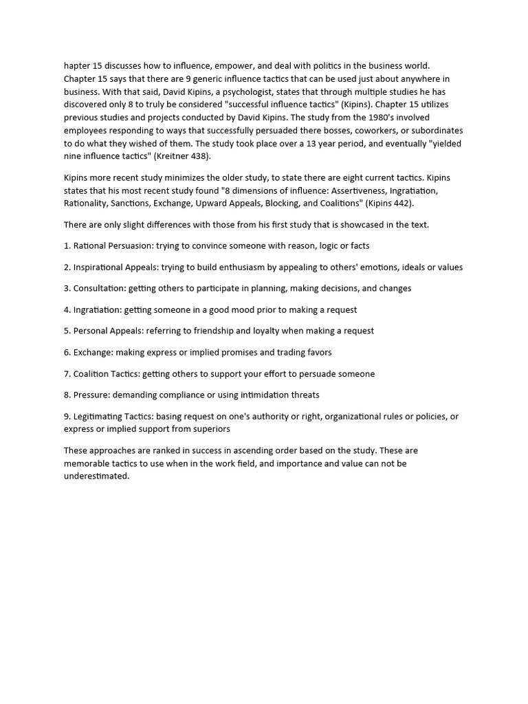 Influence Tactics | PDF