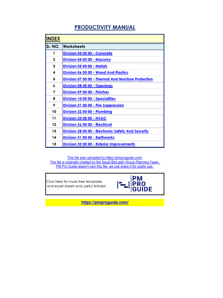 Standard Labor Productivity Rates in Construction PDF | PDF