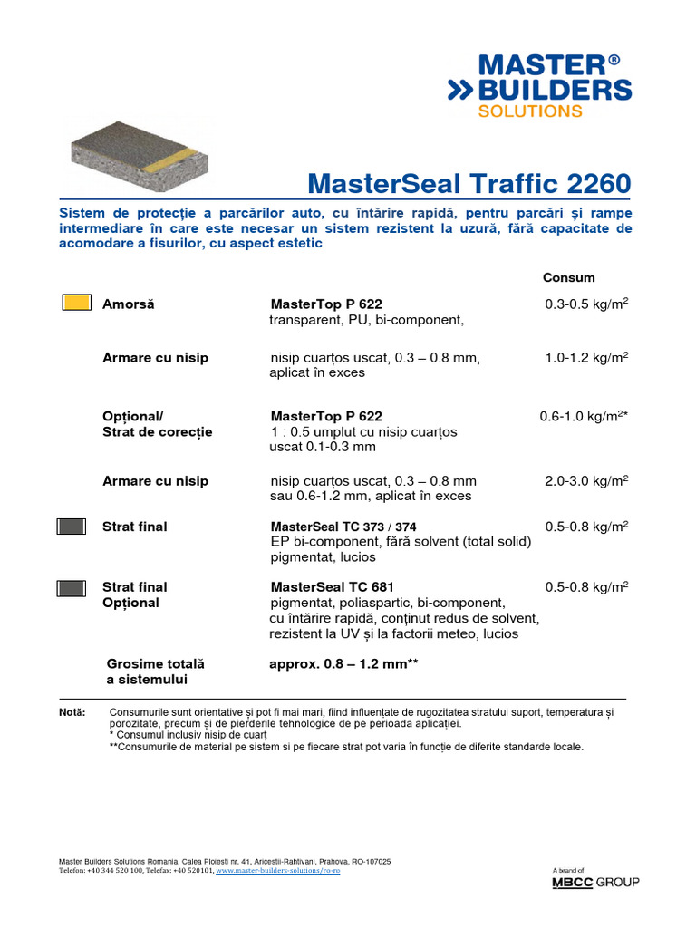 SBU MBS RO MasterSeal Traffic 2260 | PDF