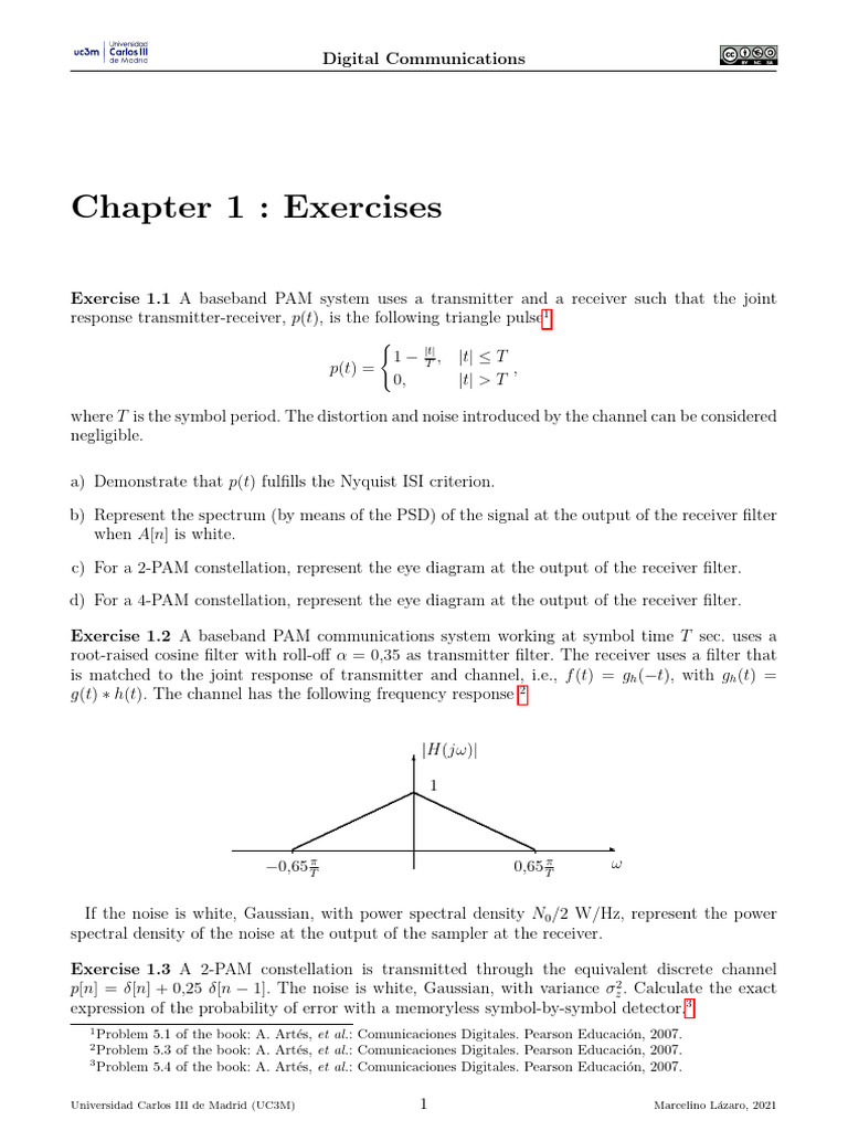 MD DC E1 Exercises | PDF | Bandwidth (Signal Processing) | Modulation