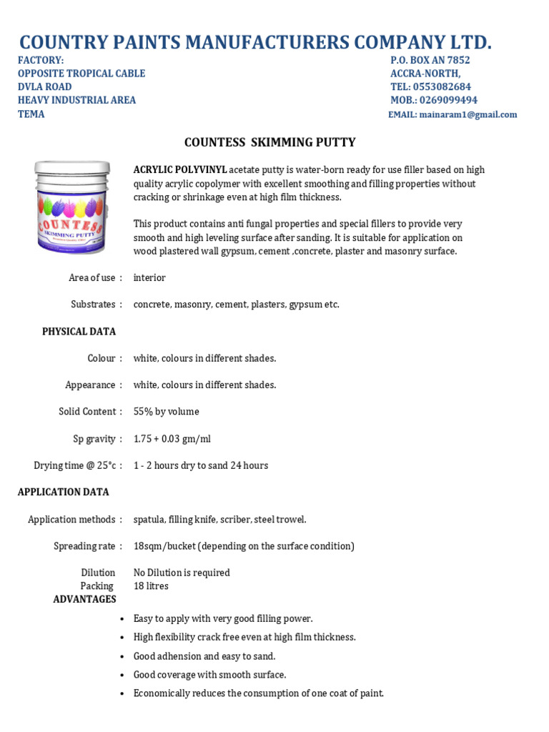 Countess Ex. Skimming Putty | PDF | Home & Garden