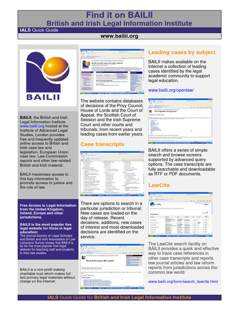 BAILII IALS Quick Guide | Download Free PDF | United Kingdom | Justice