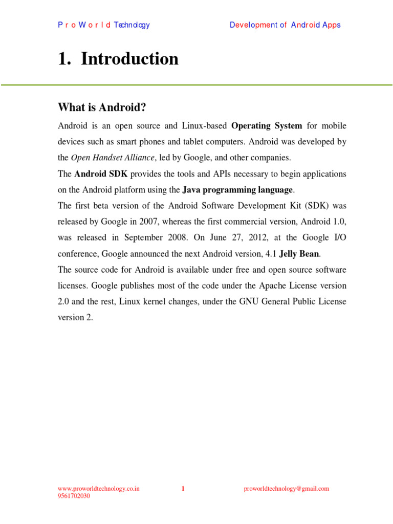 Introduction | PDF | Android (Operating System) | Application Software