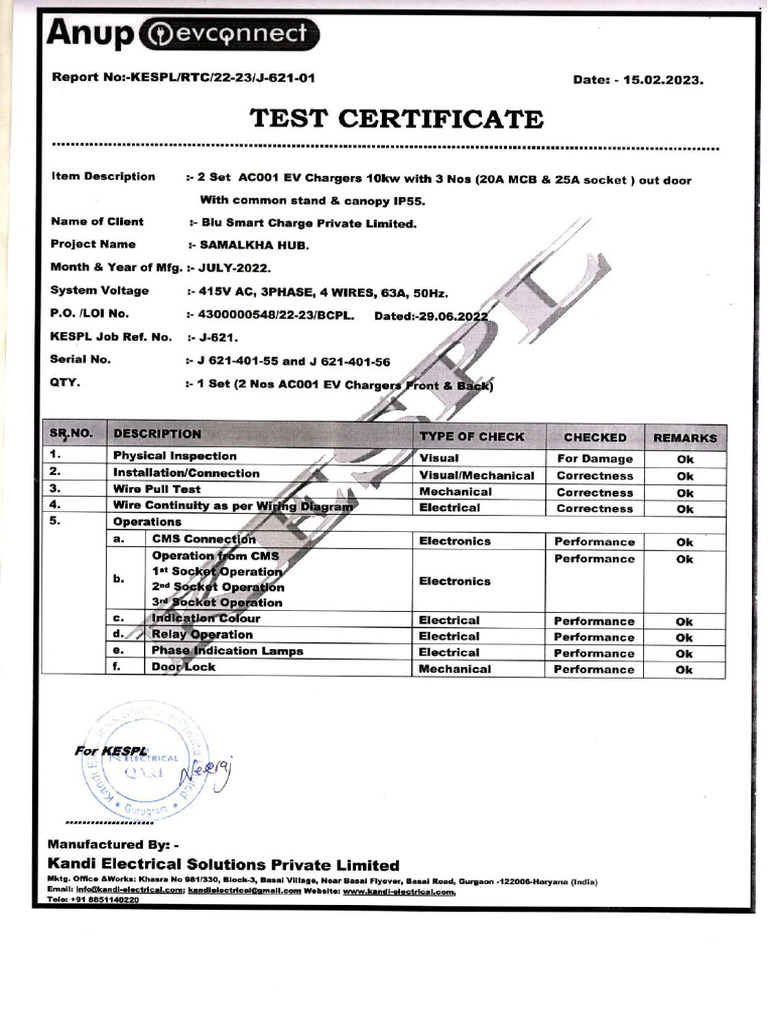 Test Certificate | PDF