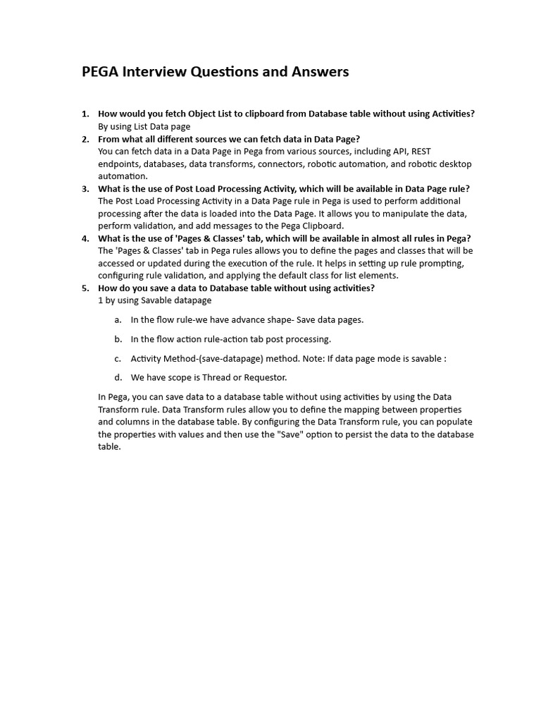 PEGA Interview Questions and Answers | PDF