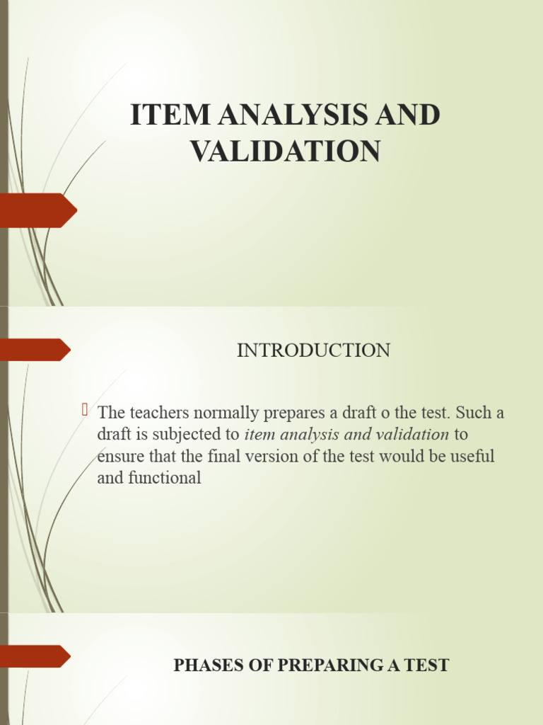 Item Analysis and Validation (Group 5) | PDF | Validity (Statistics ...
