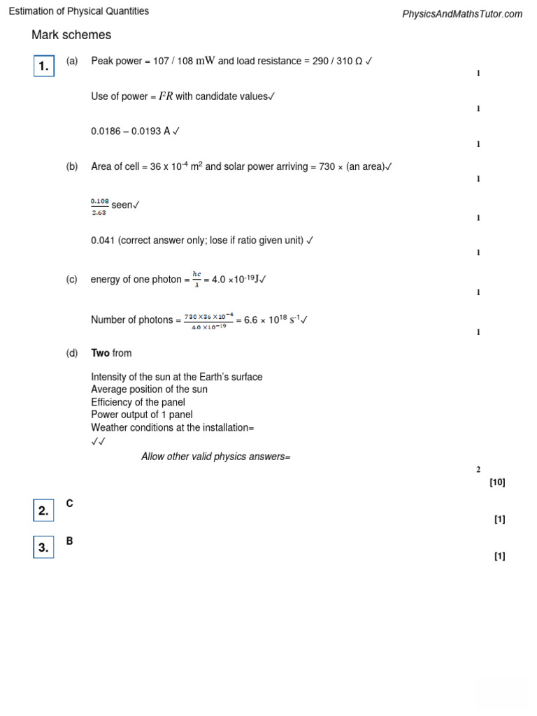 1.3. Estimation of Physical Quantities MS | PDF | Sun | Solar Energy