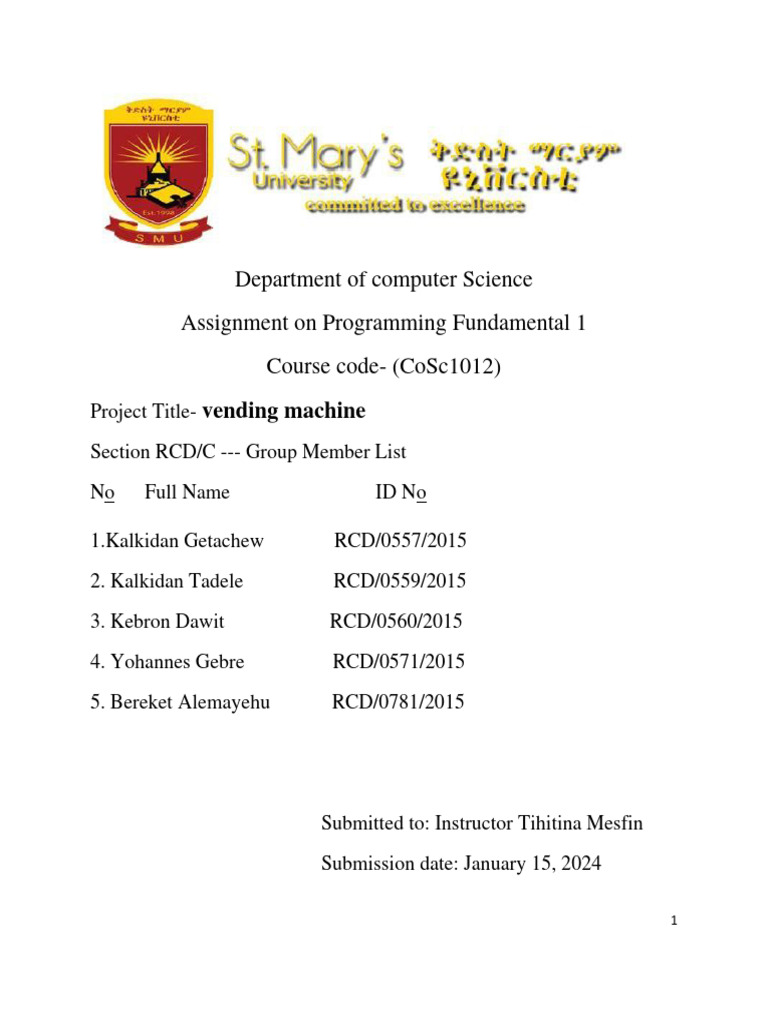 Vending Machine Project Pdf Vending Machine Simulation